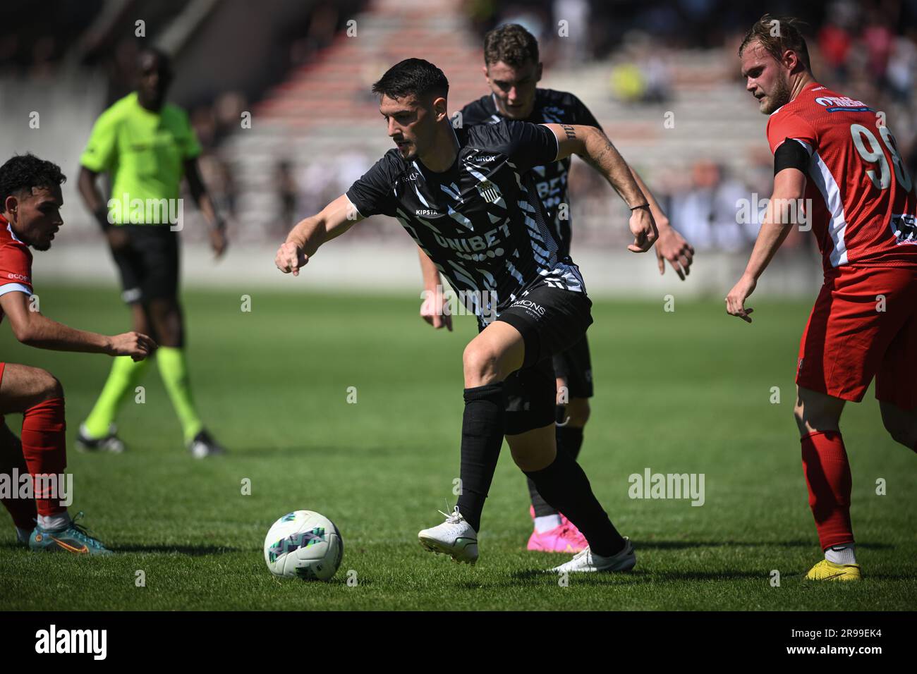 Mons, Belgium. 25th June, 2023. Charleroi's Antoine Bernier pictured in ...