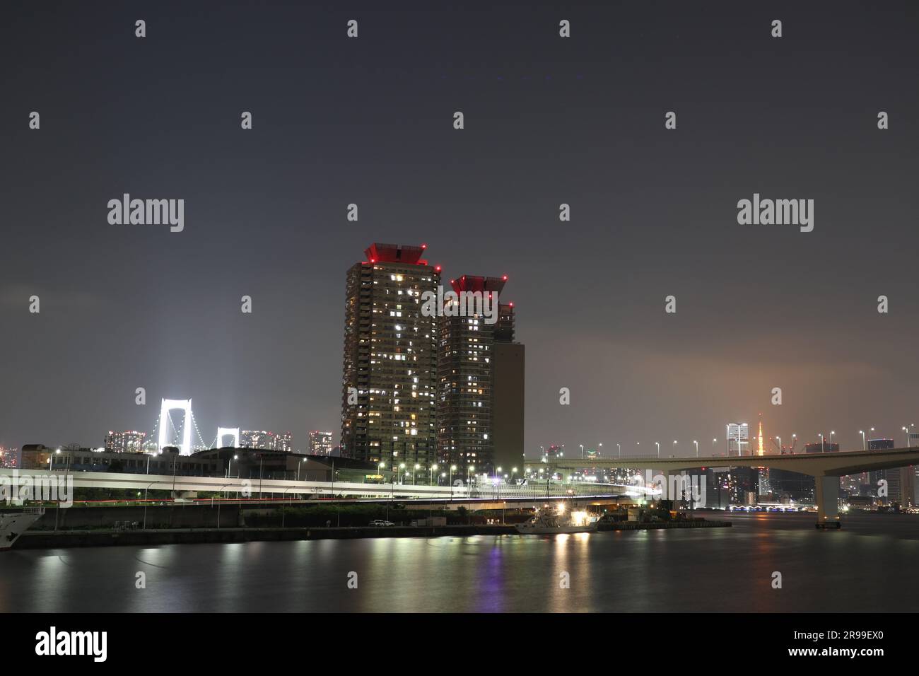 Night view of Odaiba high-rise apartments in Japan Stock Photo - Alamy