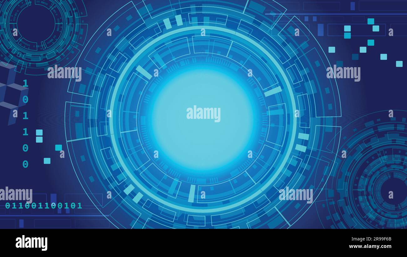 Abstract futuristic blue gear cyber space background vector ...