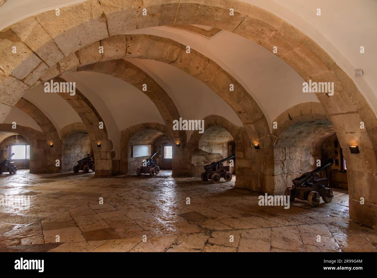 Defensive cannons inside the Torre de Belem,Lisbon Stock Photo - Alamy