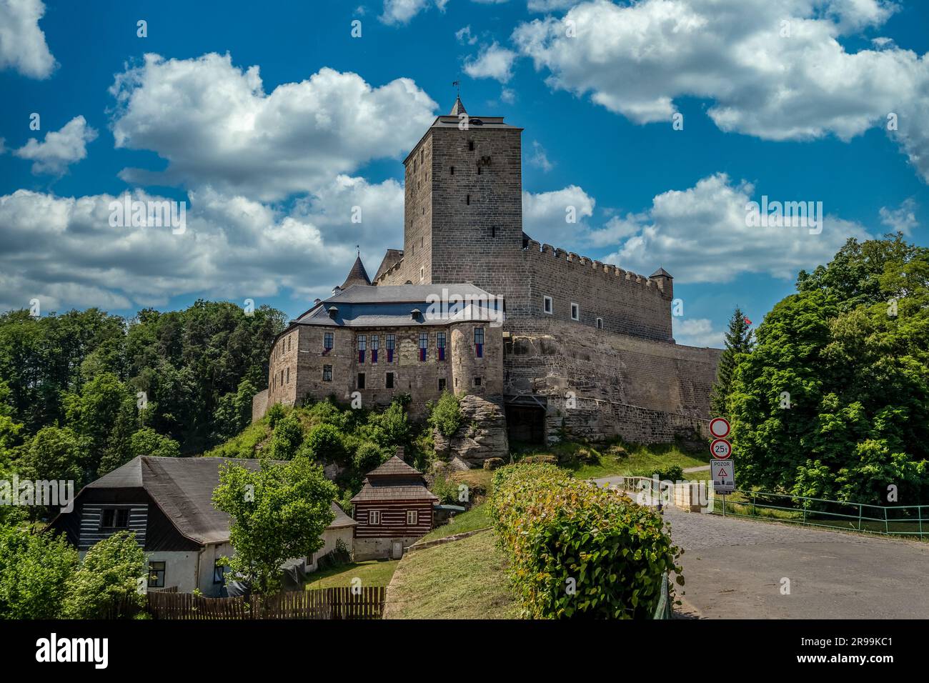Aerial view of Kost castlein Libosovice , built in high Gothic style ...