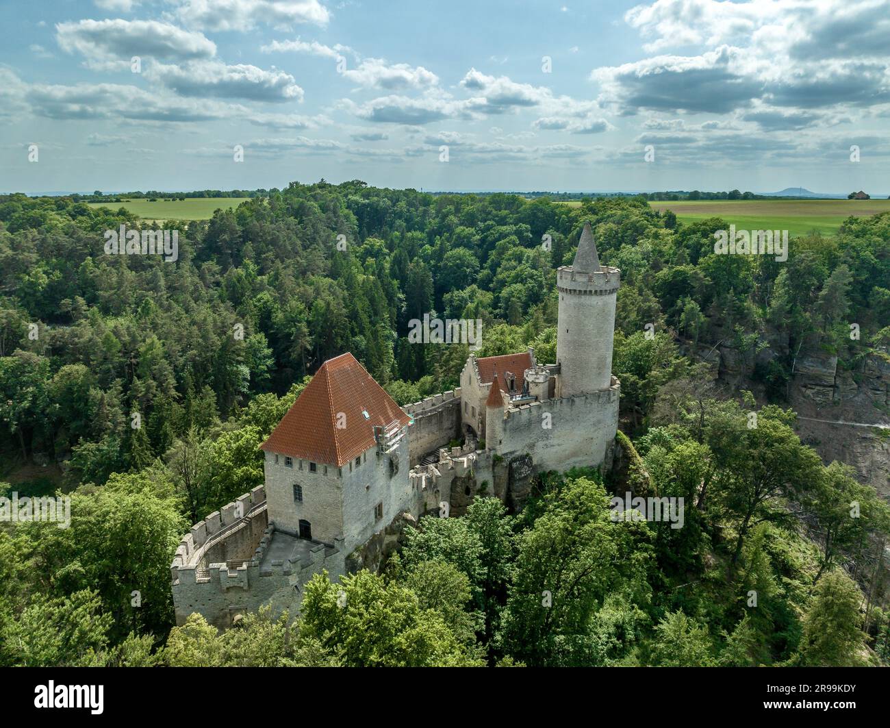 Aerial view of Kokořín Kokorin Castle in Czechia Neo-gothic ...