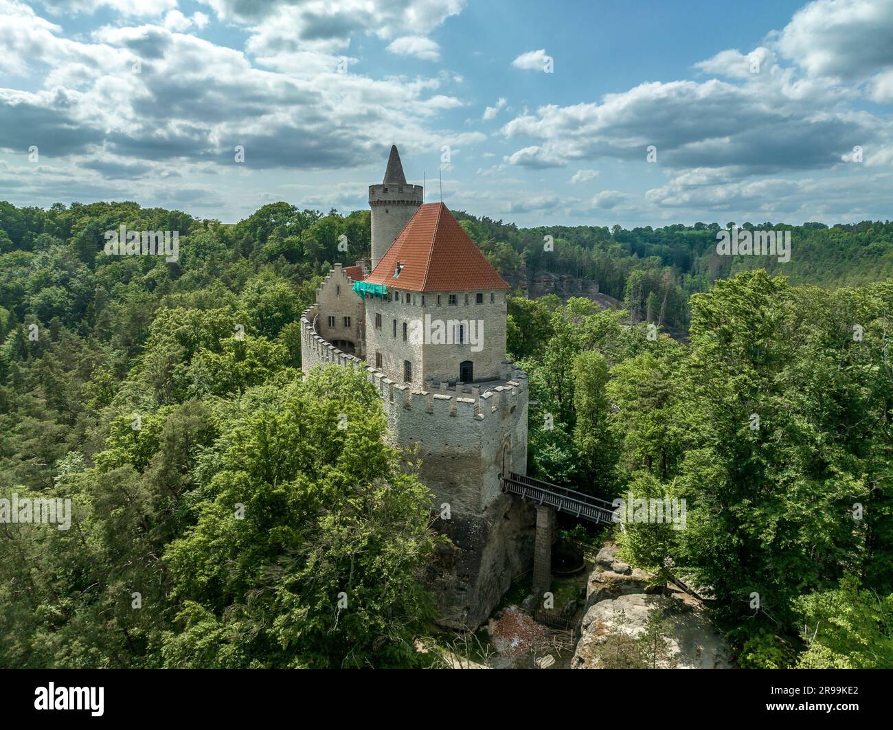 Aerial view of Kokořín Kokorin Castle in Czechia Neo-gothic ...