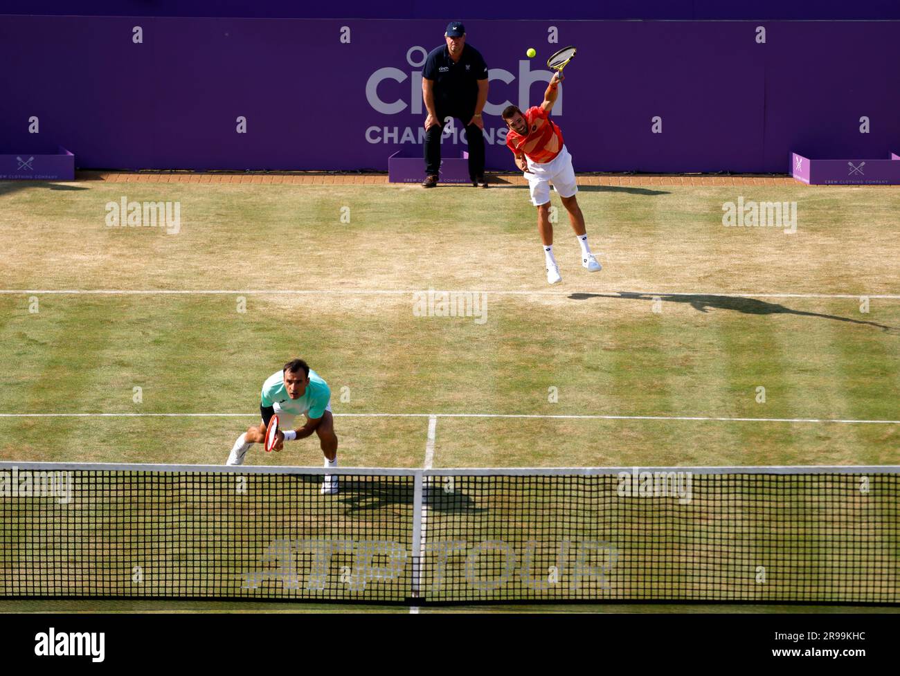 Ivan Dodig and Austin Krajicek in the men's doubles final on day seven ...
