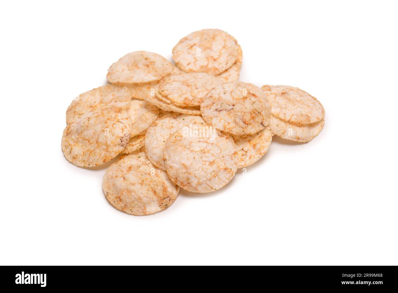 Rice chips isolated on a white background Stock Photo - Alamy