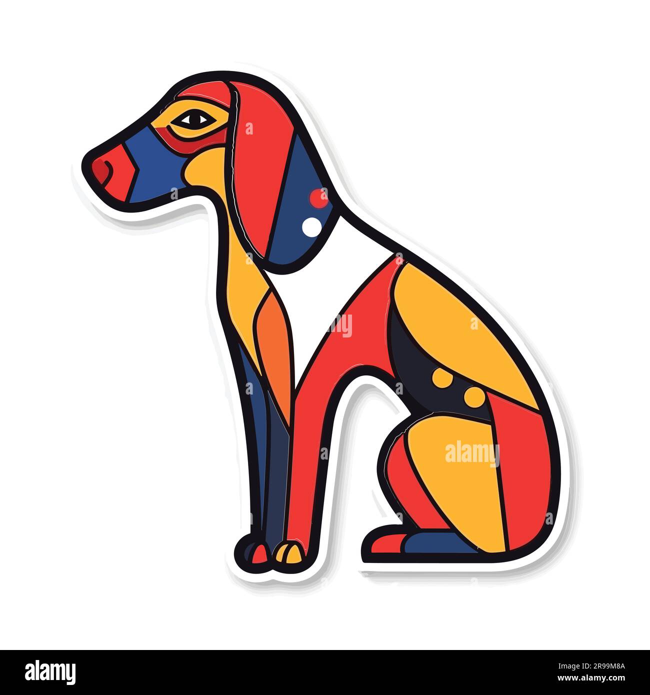 simple dog icon sticker collage white background in isolated Stock ...