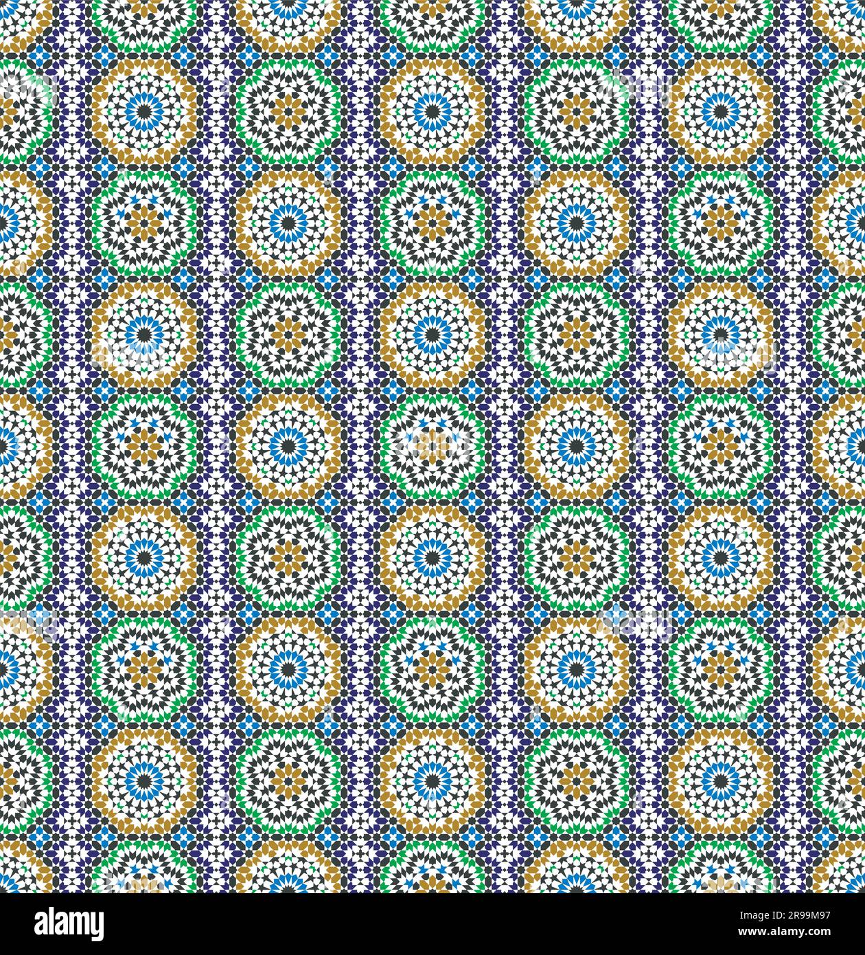Seamless geometric pattern in Arabic style Zellij in colors Stock ...