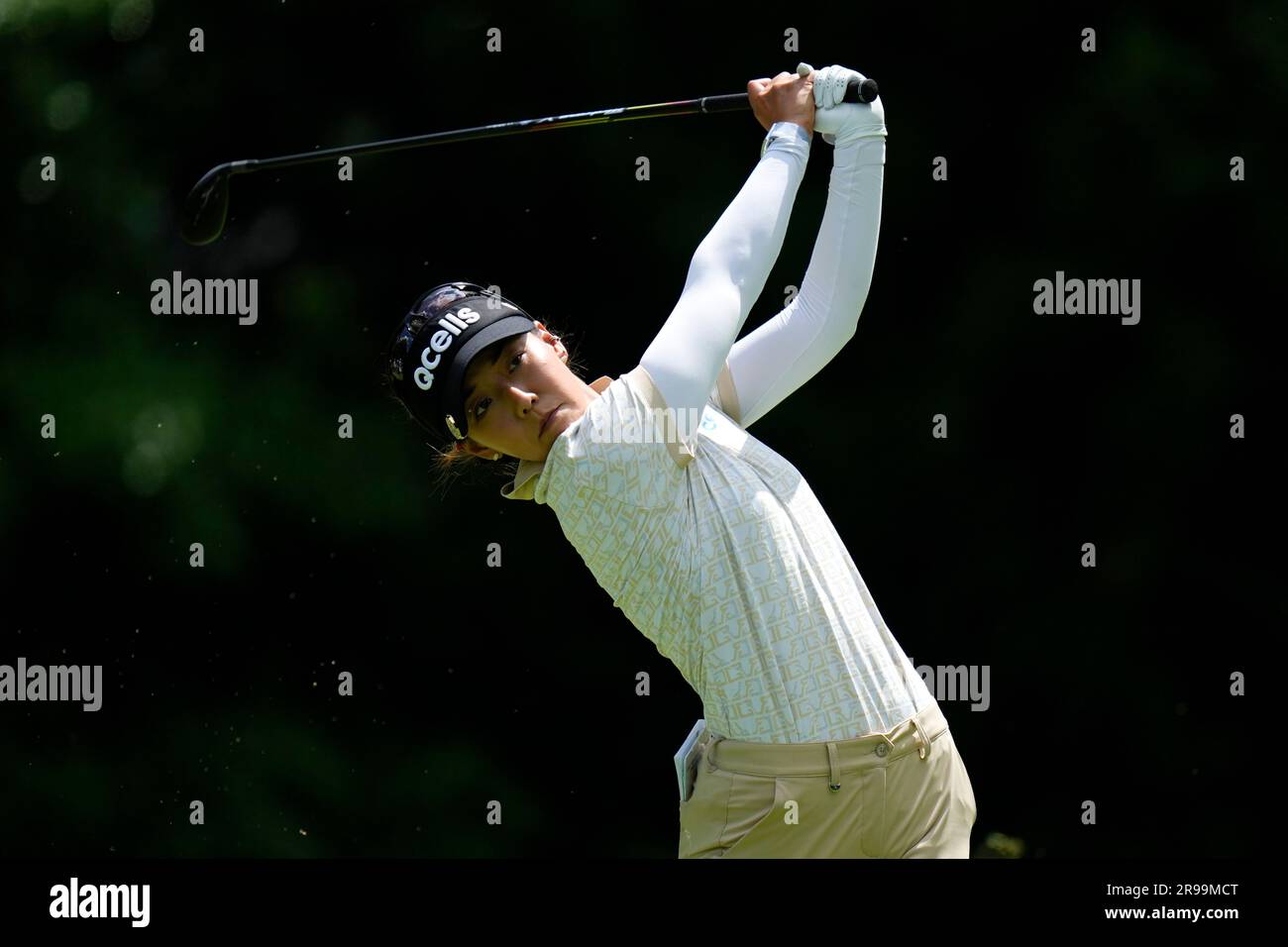 Jenny Shin tees off on the first hole during the final round of the ...