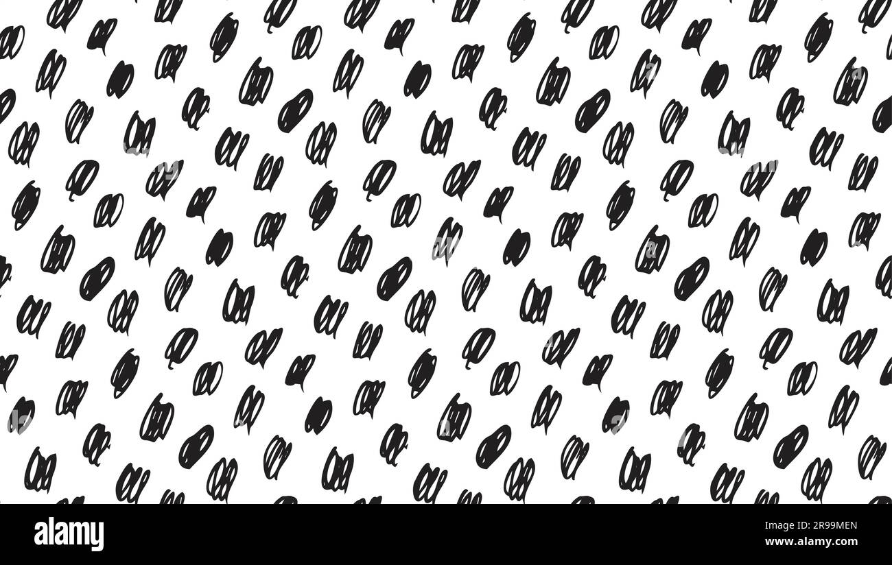 Wavy doodle seamless pattern. Bold ink lines ornament. Hand drawn black ...
