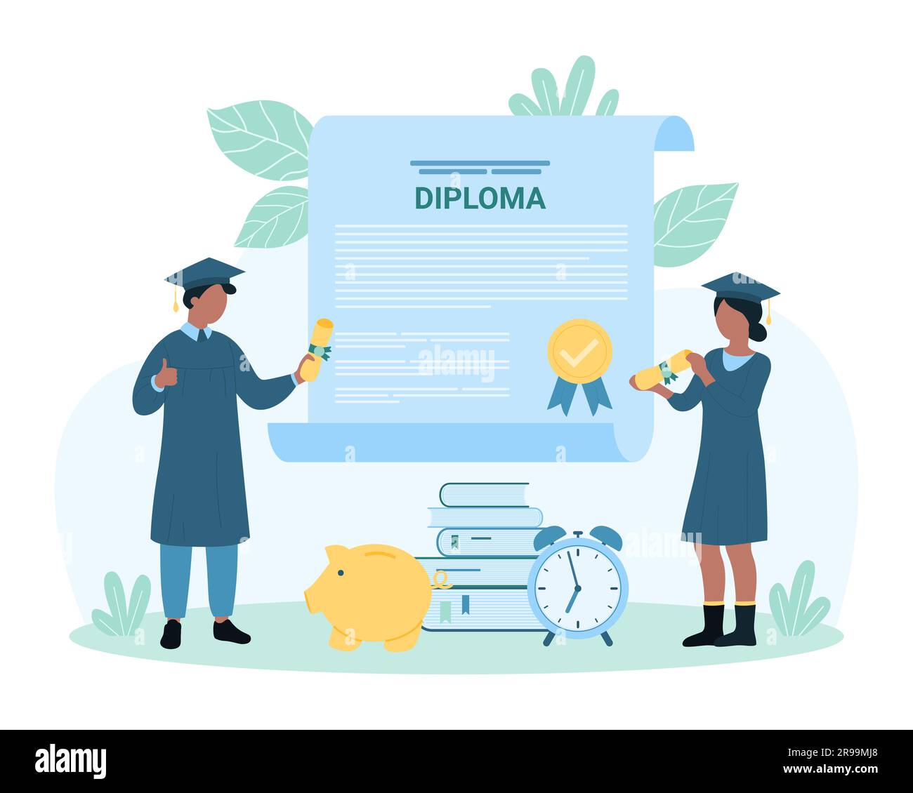 Graduation from higher institution or university vector illustration ...