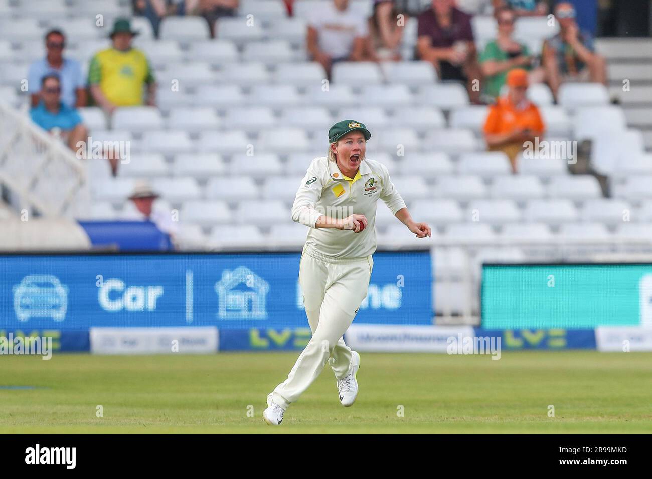 Beth Mooney of Australia celebrates the dismissal of Tammy Beaumont of ...