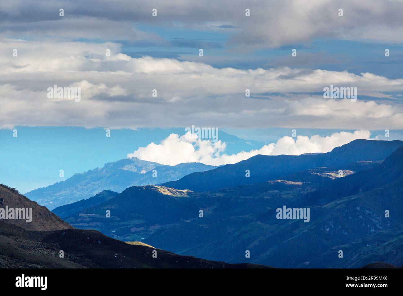 Misty green Cordillera mountains in Colombia, South America Stock Photo ...