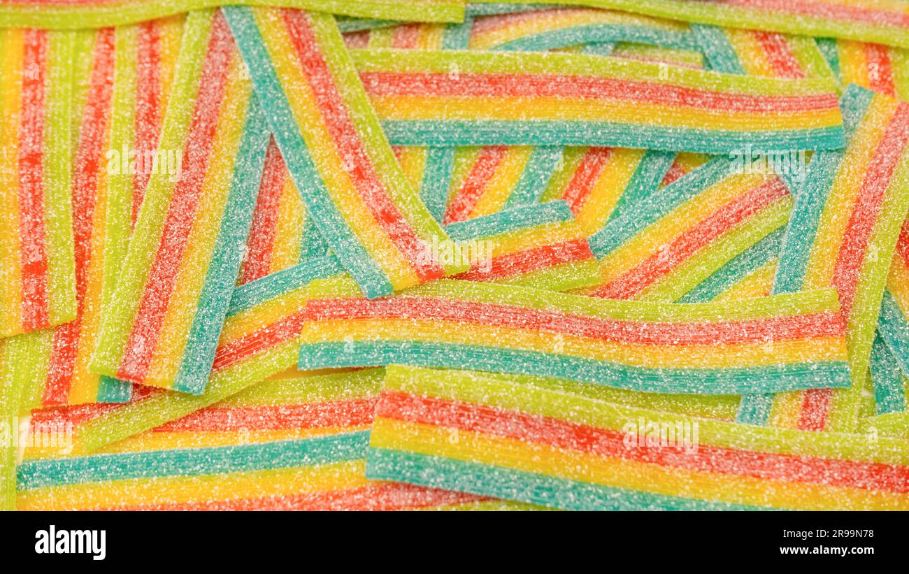 Colorful juicy gummy candies background. Top view. Jelly sweets Stock ...