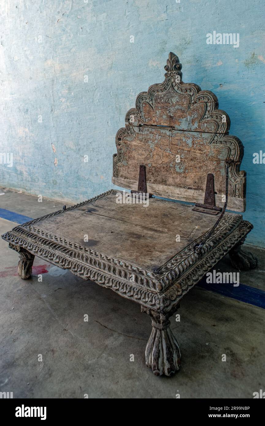 02 13 2010 Vintage Antique wooden Pidda Chair for Chief Priest Shiva ...