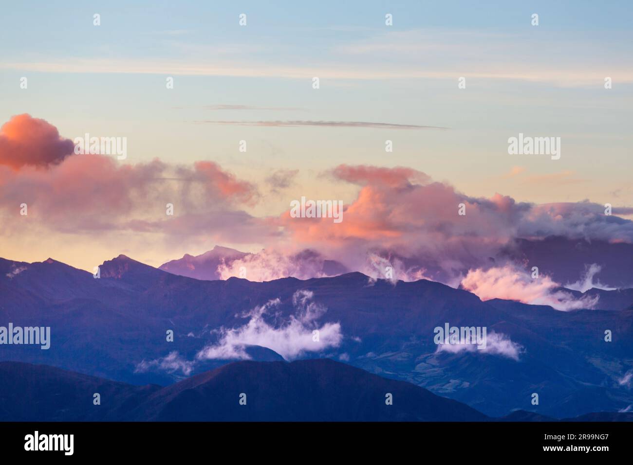 Sunrise scene in beautiful high mountains in Colombia, South America ...