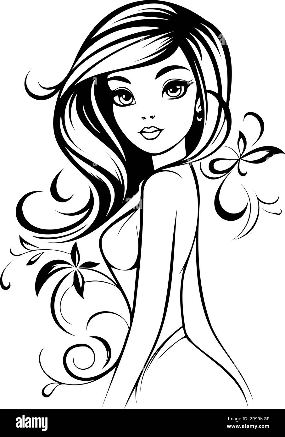 Vector illustration, a joyful young woman radiating happiness and ...