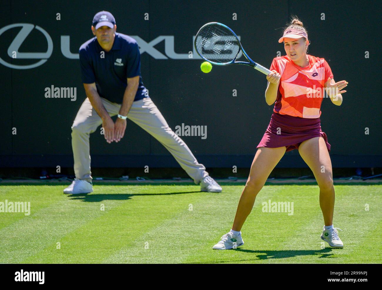 Kamilla Rakhimova (RUS) playing her first round qualifying match on the ...