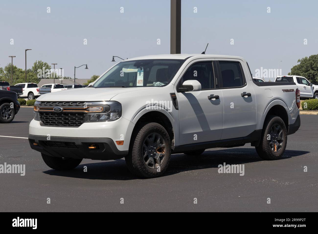 Brownsburg - June 24, 2023: Ford Maverick compact truck display at a ...