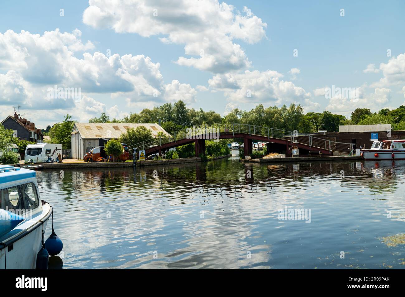 Wroxham, North Norfolk, UK - June 21st 2023: A footbridge over the ...