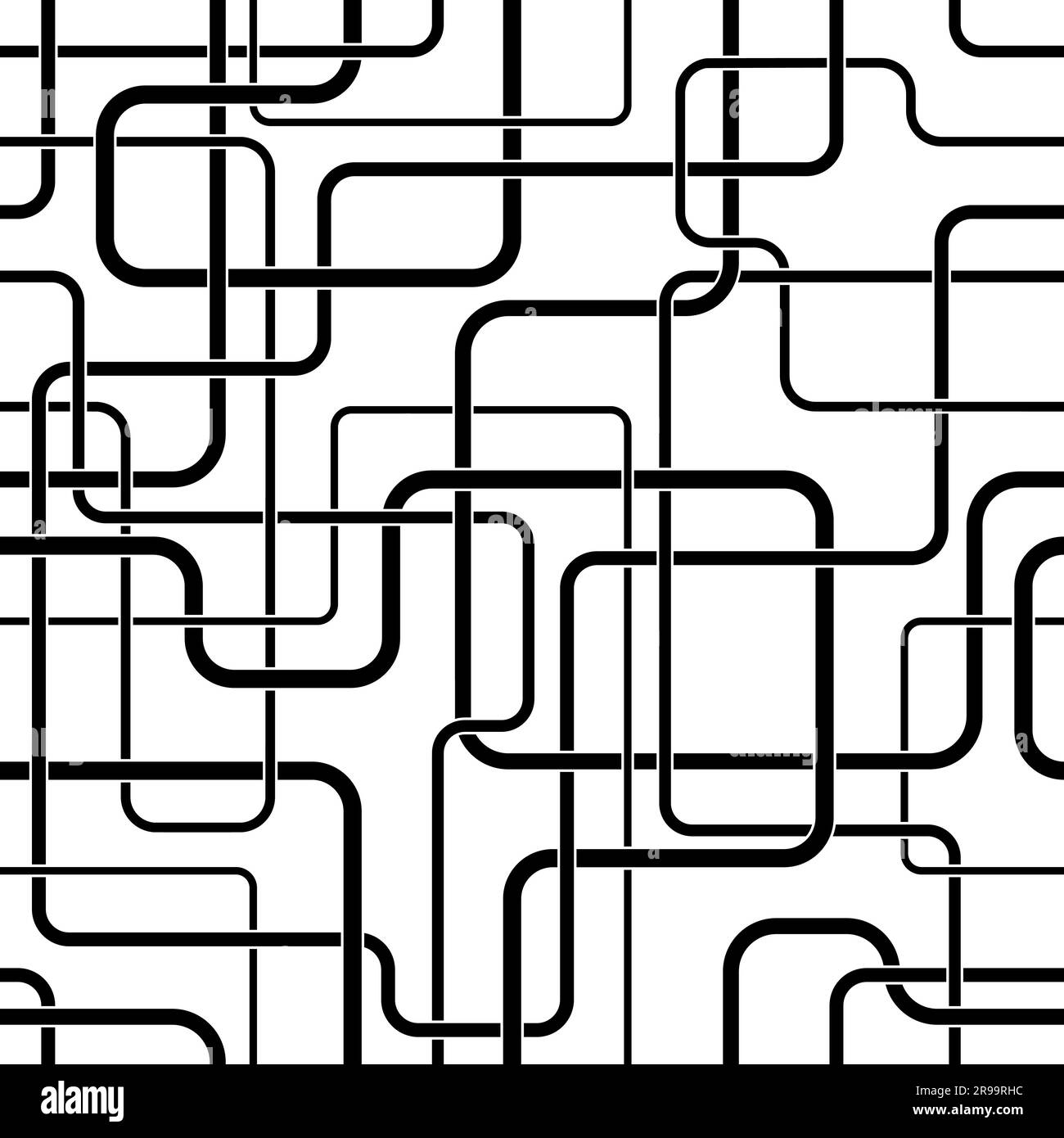 Line Seamless Pattern Repeating Abstract Black Lines Isolated On White