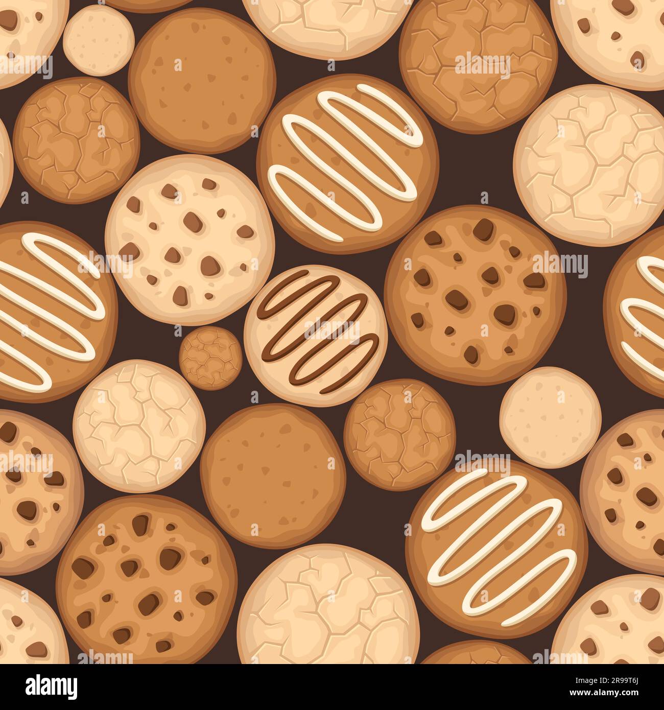 Seamless background with cookies on a brown background. Vector ...