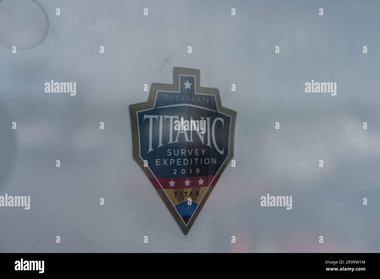 A sign with the Titanic logo. The OceanGate office in Everett remains ...