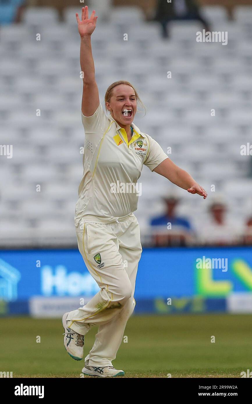 Kim Garth of Australia celebrates the dismissal of Sophia Dunkley of ...