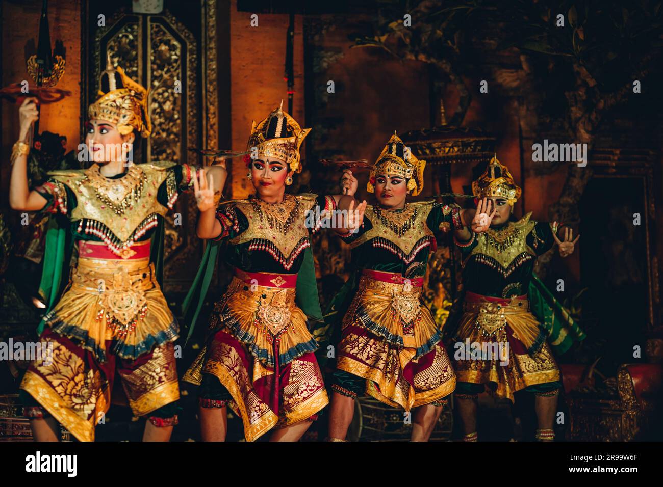UBUD, BALI, INDONESIA - FEBRUARY 10, 2023: Traditional dance Legong and ...