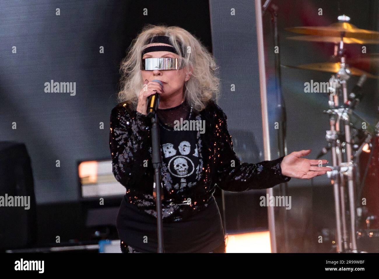 Blondie performs during Glastonbury Festival in Worthy Farm, Somerset ...