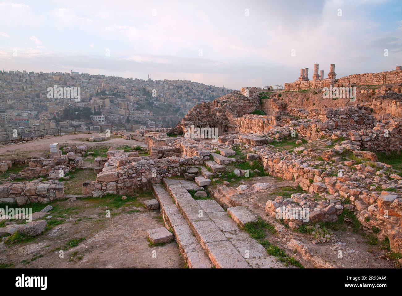 Citadel archeological park in Amman, Jordan. Roman ancient ruins and ...