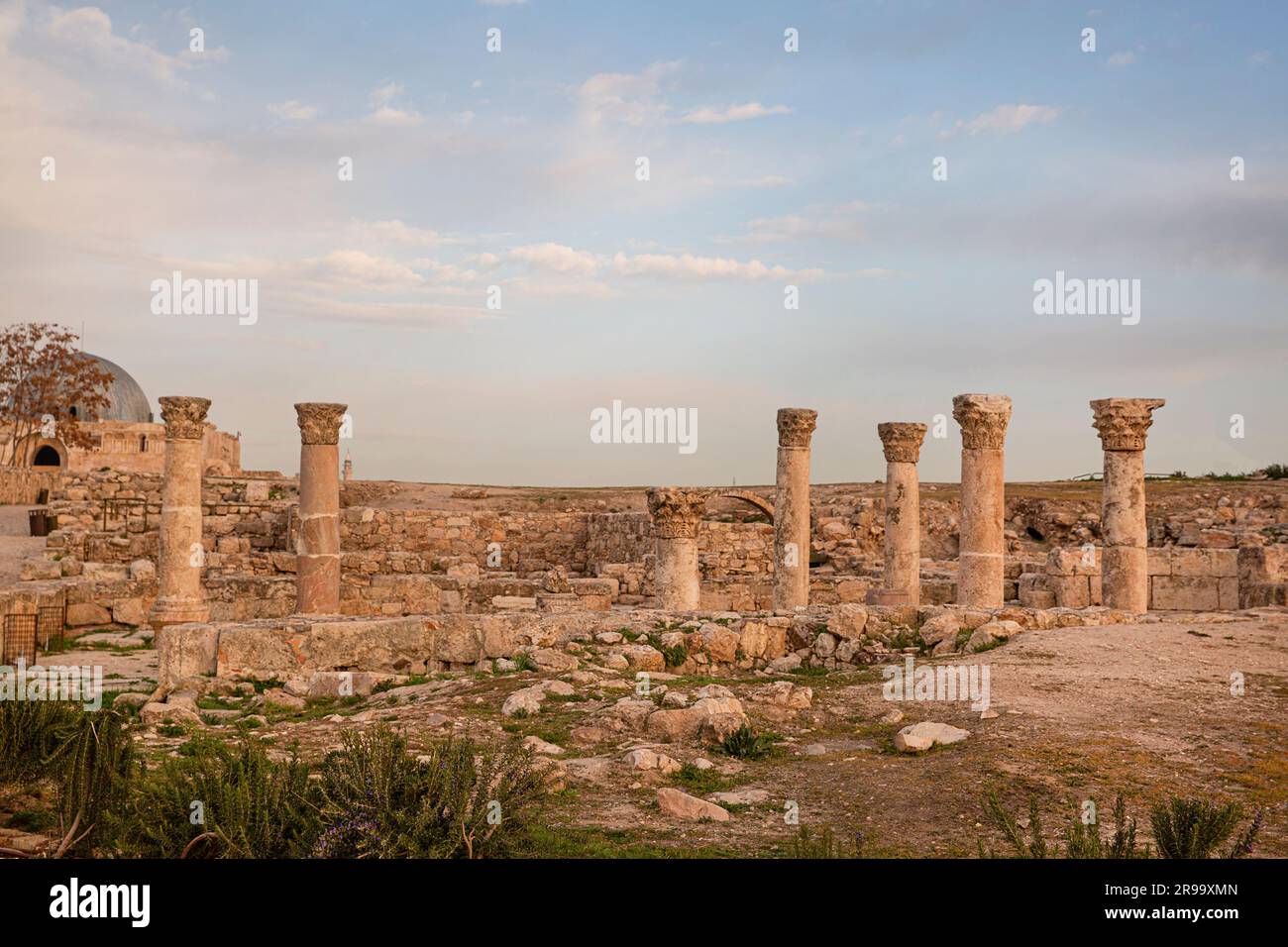 Citadel complex in Amman, Jordan. Ancient ruins of roman buldings ...