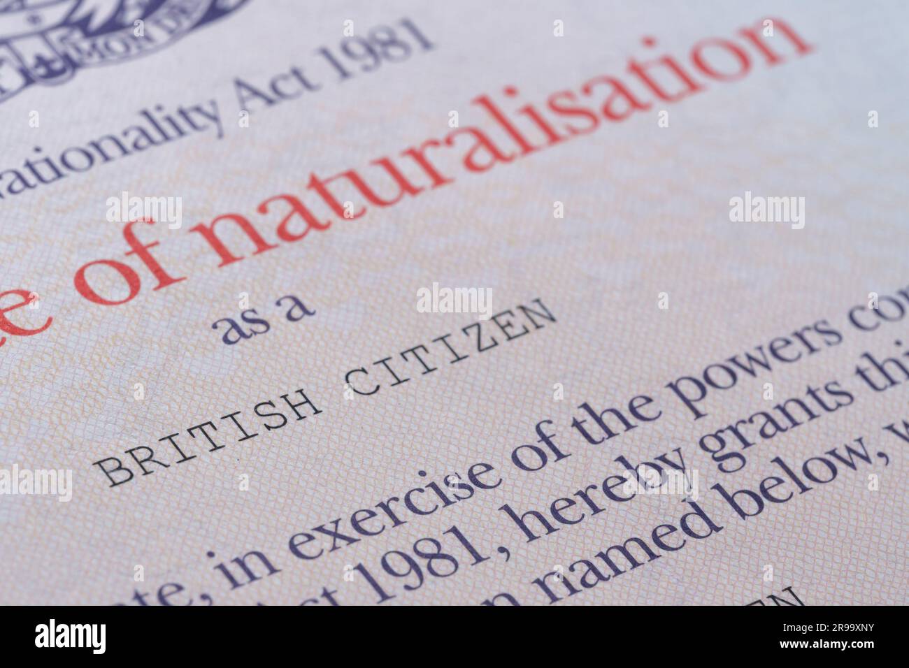 British citizenship ceremony certificate naturalisation hi-res stock ...
