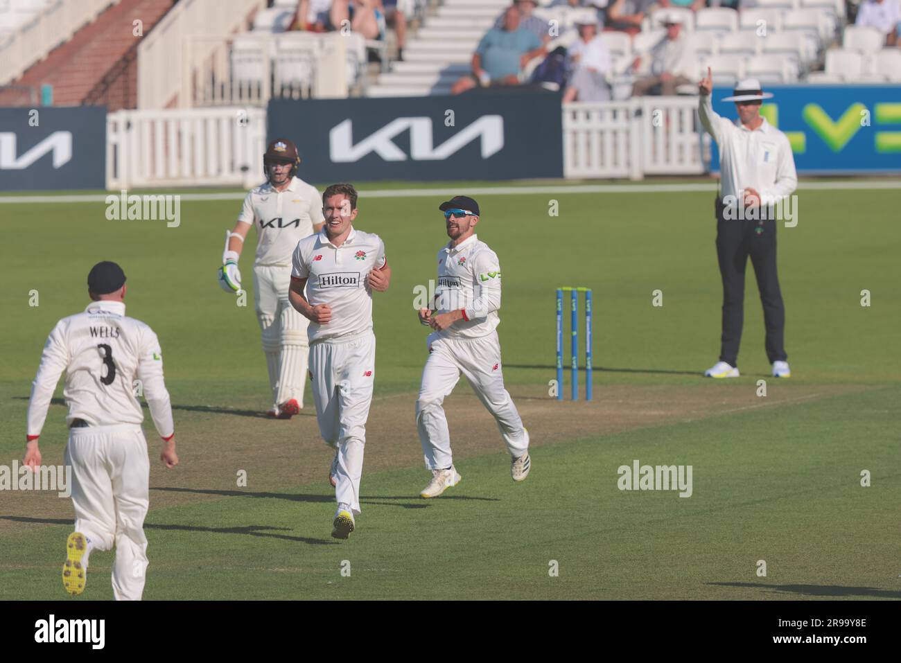 London, UK. 25th June, 2023. Lancashire's Will Williams celebrates ...