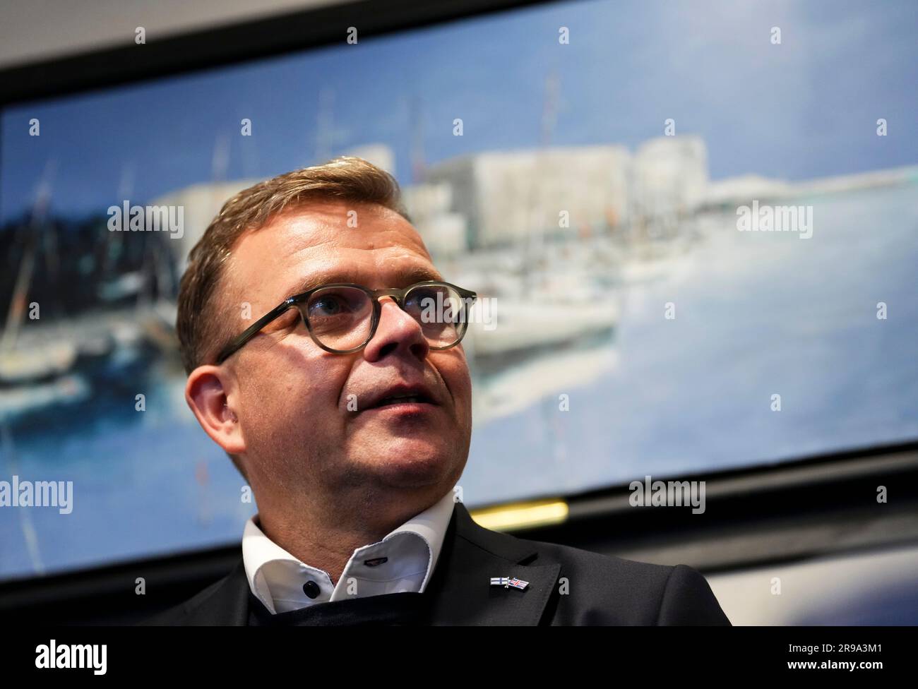 Finland Prime Minister Petteri Orpo speaks with Canada Prime Minister ...