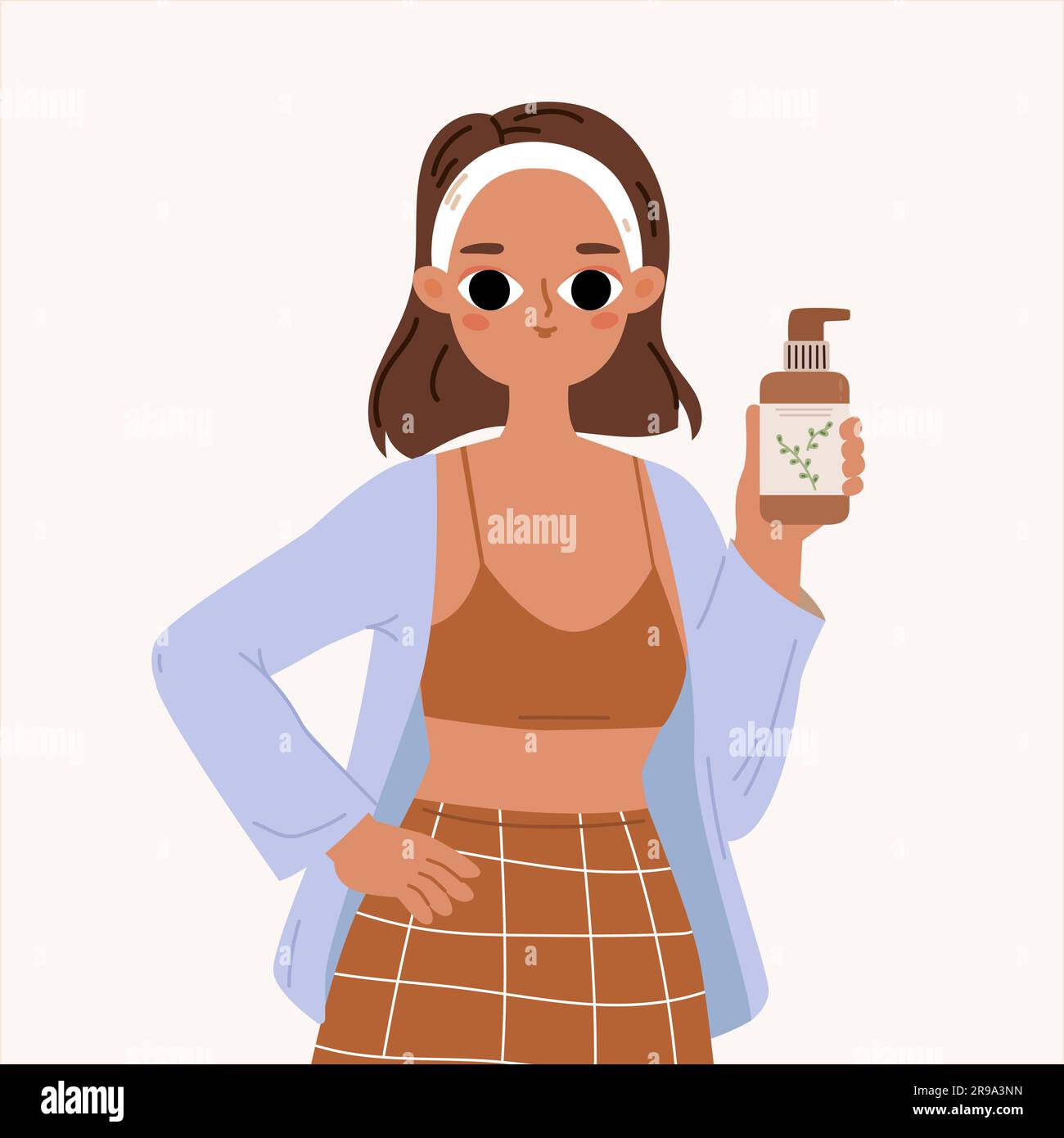 Young girl promoting cosmetics. Woman promoter, cute morning female ...