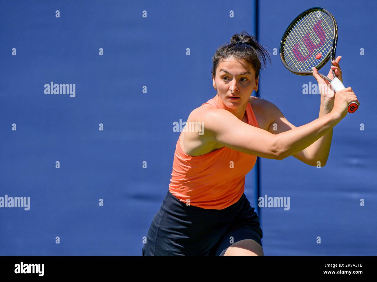 Margarita Betova (RUS) playing a first round qualifying match on day 1 ...