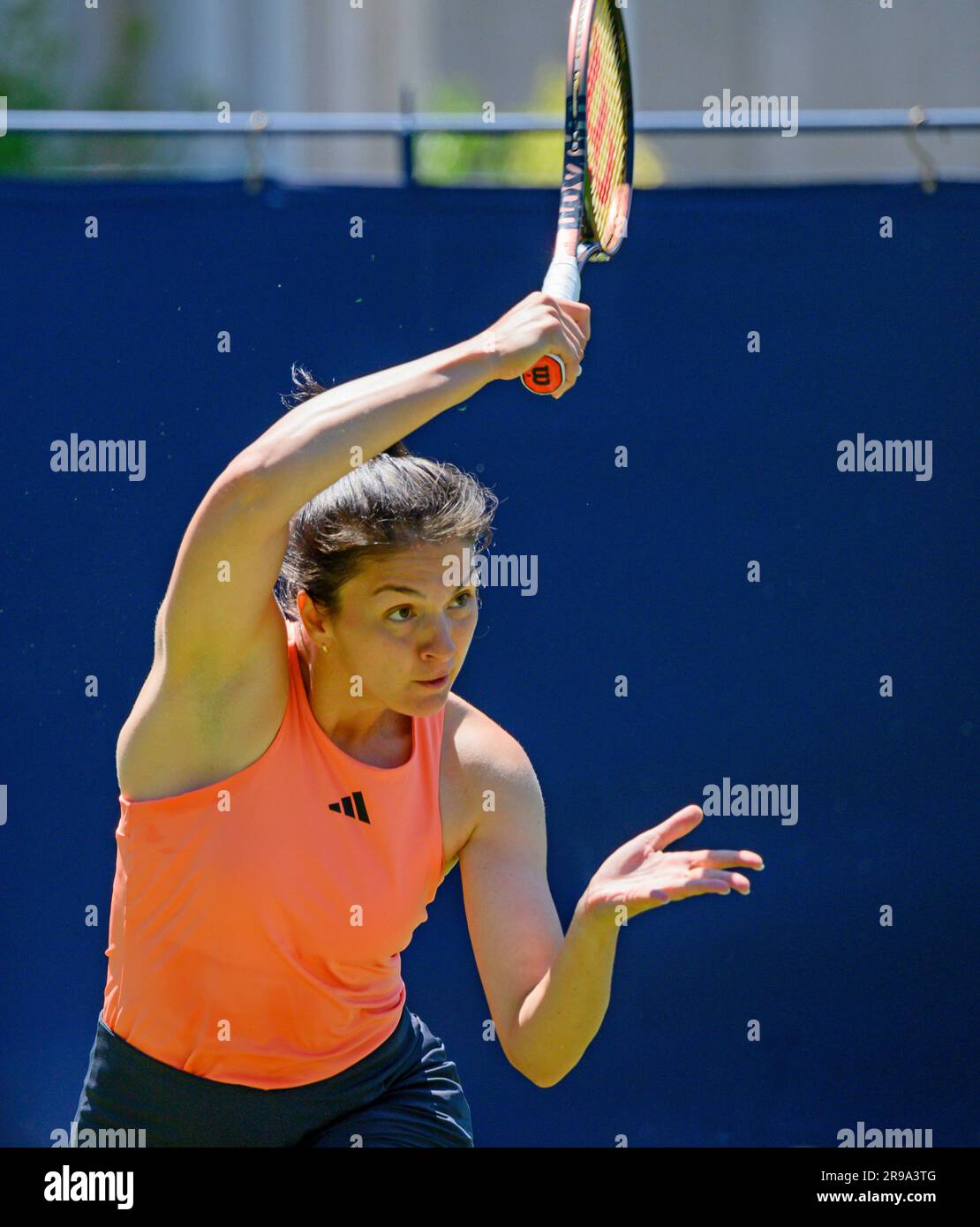Margarita Betova (RUS) playing a first round qualifying match on day 1 ...