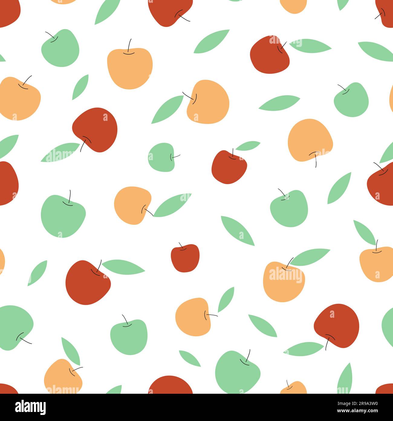 Apple seamless pattern. Flat apples fruits, harvest autumn season ...