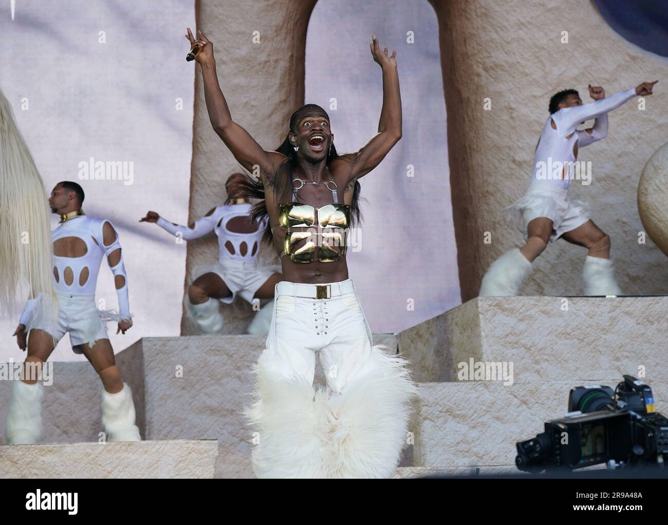 Lil Nas X performing on the Other Stage at the Glastonbury Festival, at ...