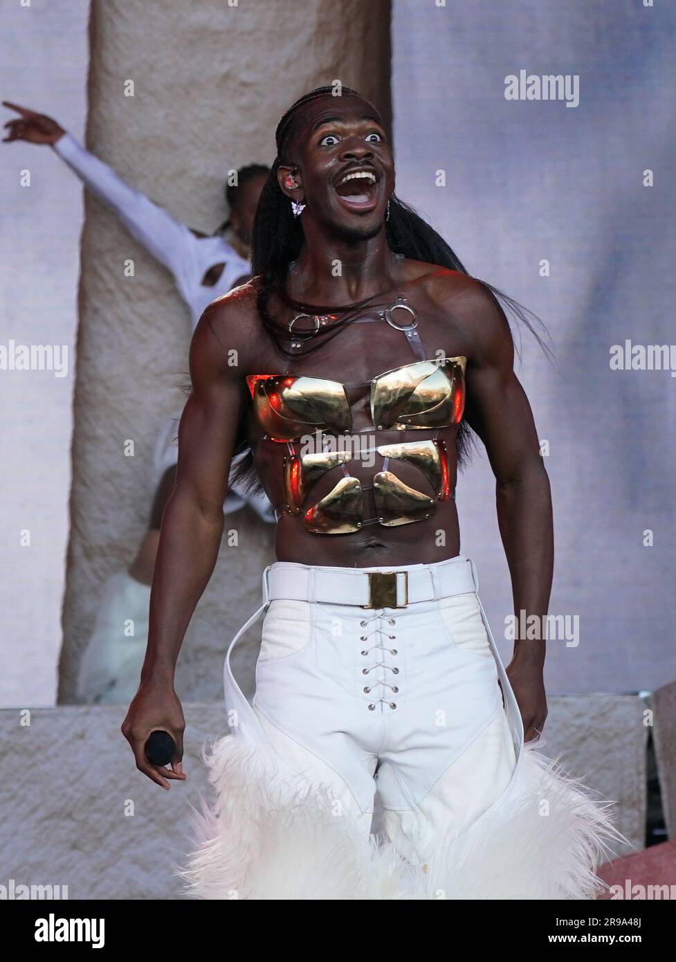 Lil Nas X performing on the Other Stage at the Glastonbury Festival, at ...