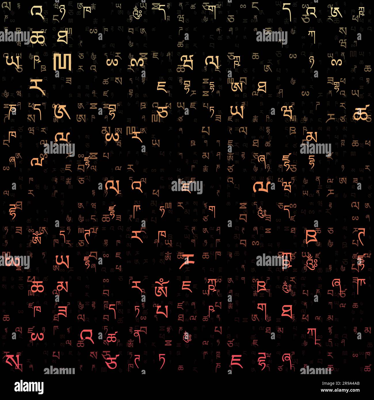 Futuristic Background Random Letters Of Tibetan Alphabet Gradient