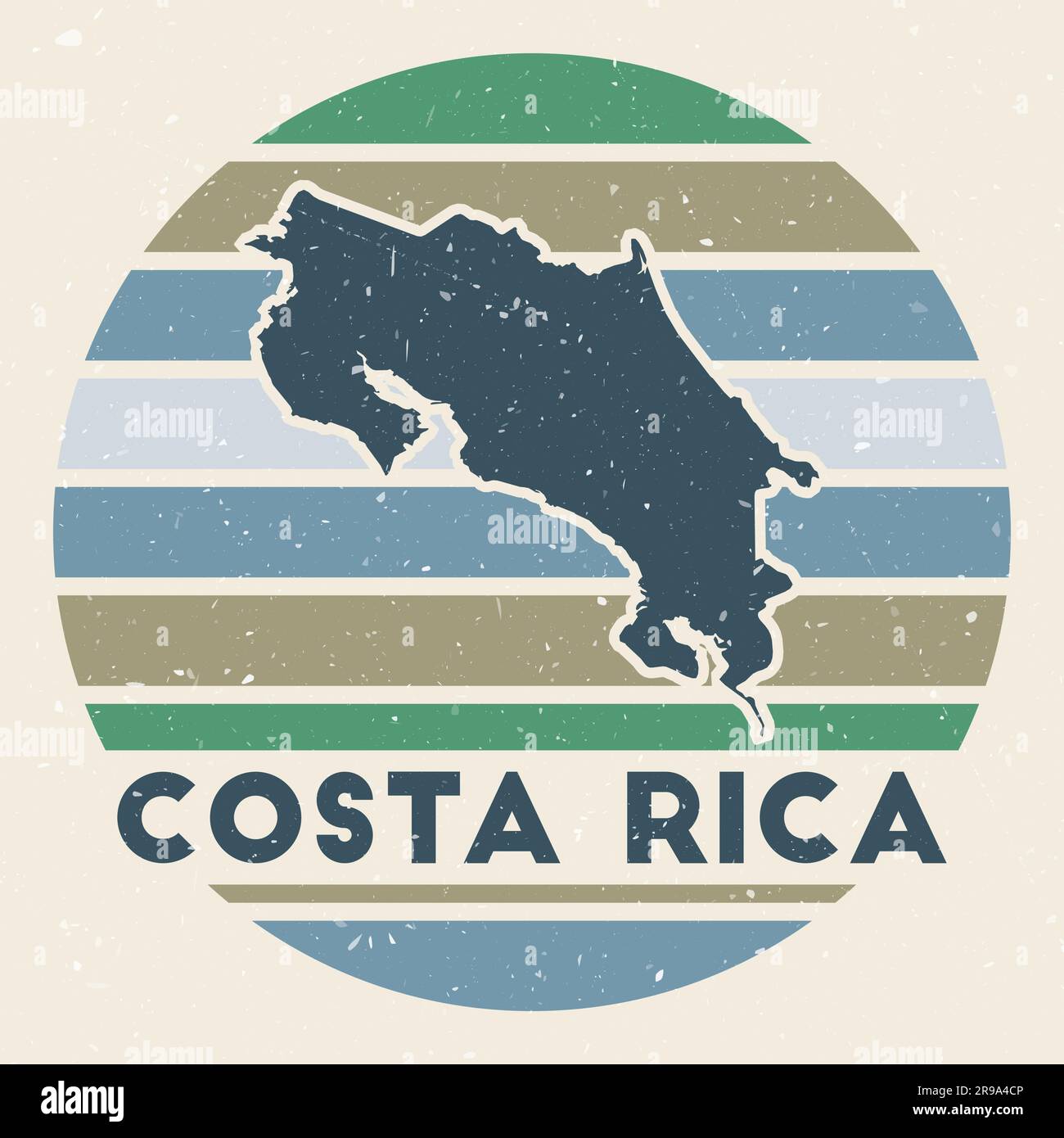 Costa Rica logo. Sign with the map of the country and colored stripes ...