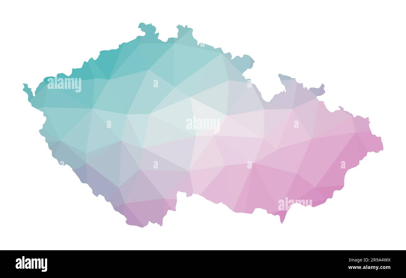 Polygonal map of Czech Republic. Geometric illustration of the country ...