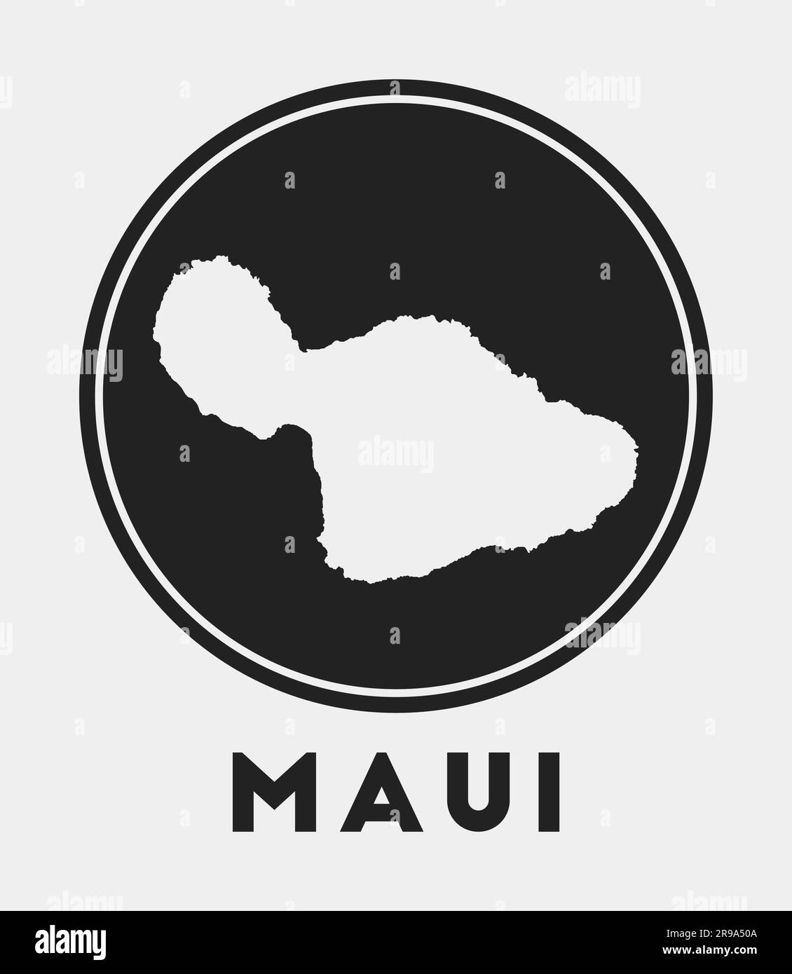 Maui icon. Round logo with island map and title. Stylish Maui badge ...