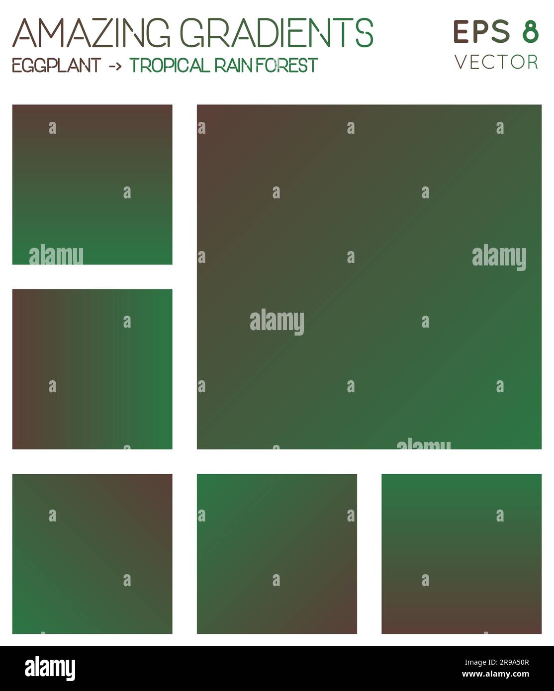 Colorful gradients in eggplant, tropical rain forest color tones ...
