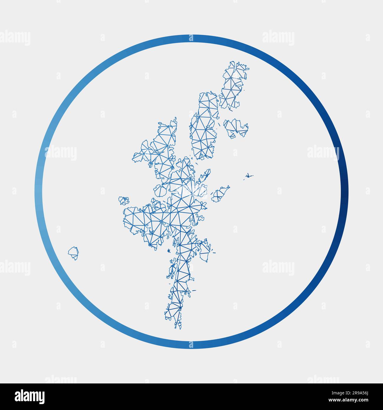 Mainland icon. Network map of the island. Round Mainland sign with ...