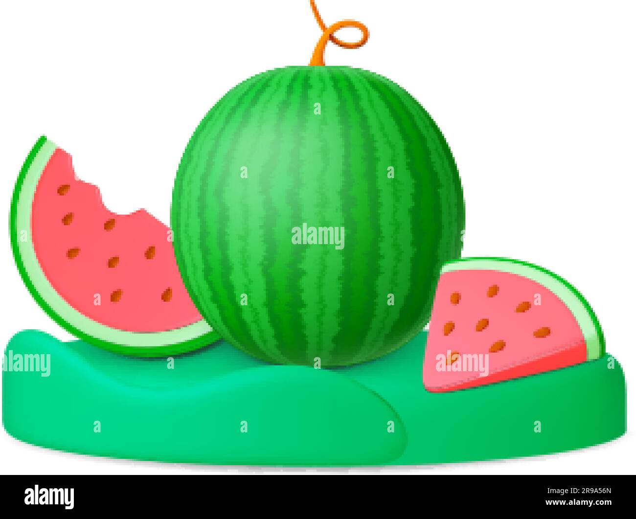Watermelon on podium 3d scene. Realistic watermelons slices, juicy ...