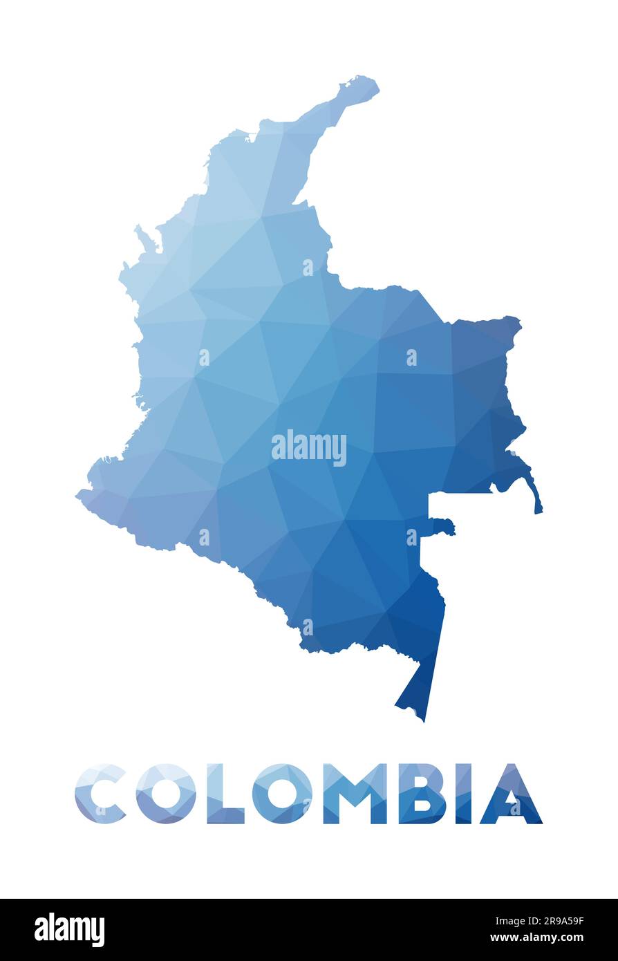 Low poly map of Colombia. Geometric illustration of the country ...