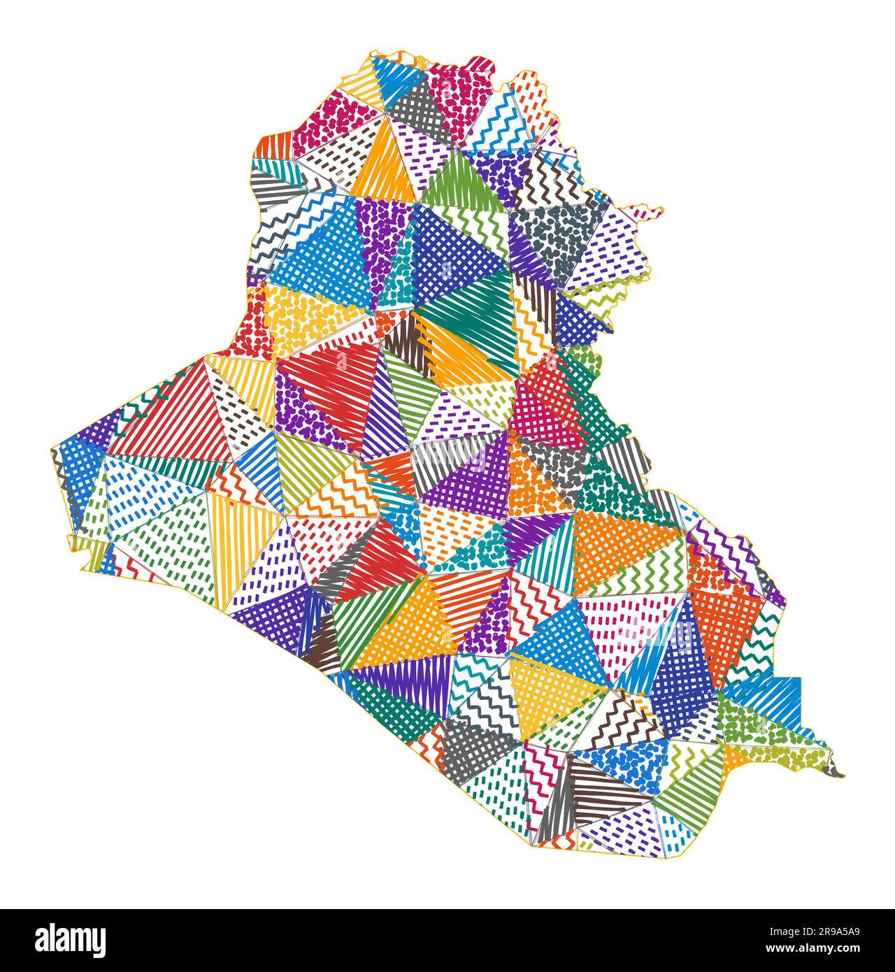Kid style map of Republic of Iraq. Hand drawn polygons in the shape of ...