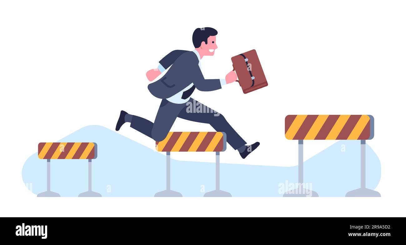 Businessman easily overcomes all difficulties and obstacles. Way to ...